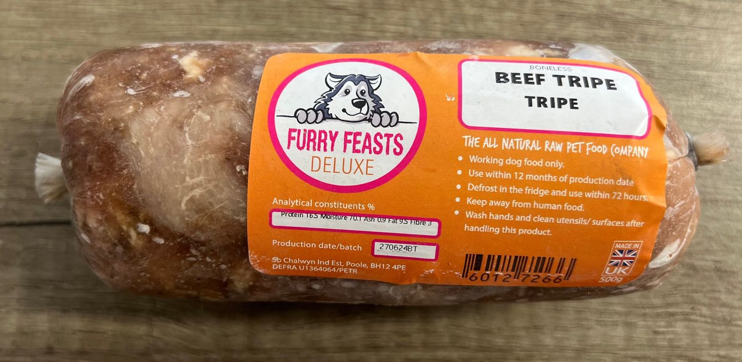 Furry Feasts - Deluxe Beef Tripe 500g | Carniraw Ltd